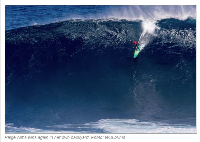 North Shore Surf Girls – Paige Alms wins Pe’ahi Challenge